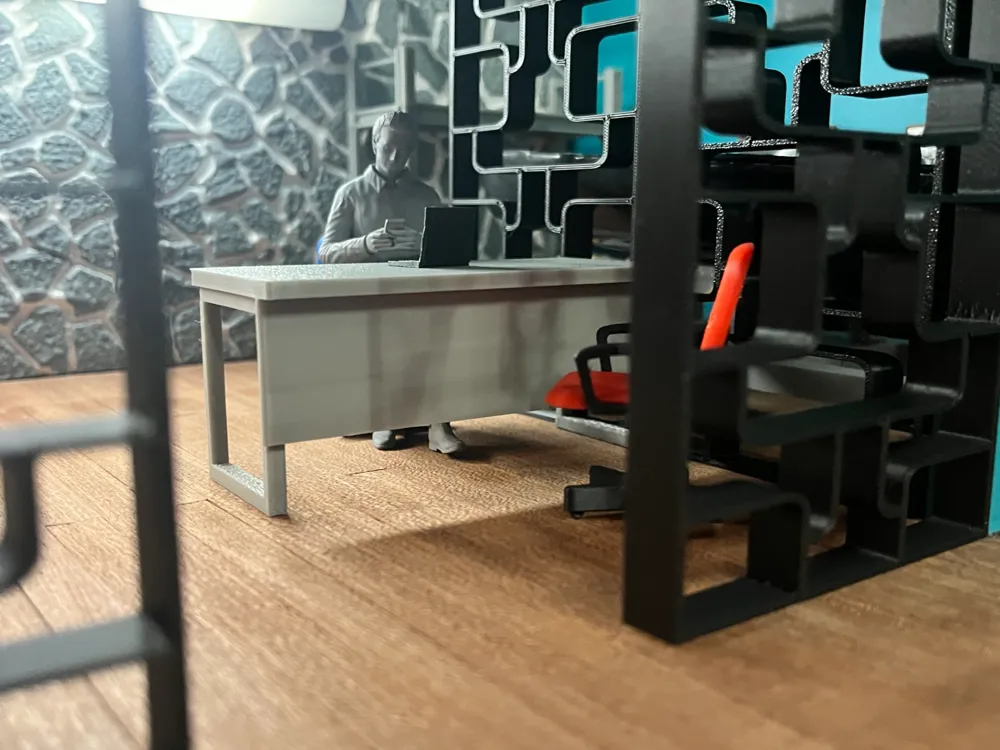 miniature desk laptop chair scale 1:18 diorama by pierblebee - MakerWorld