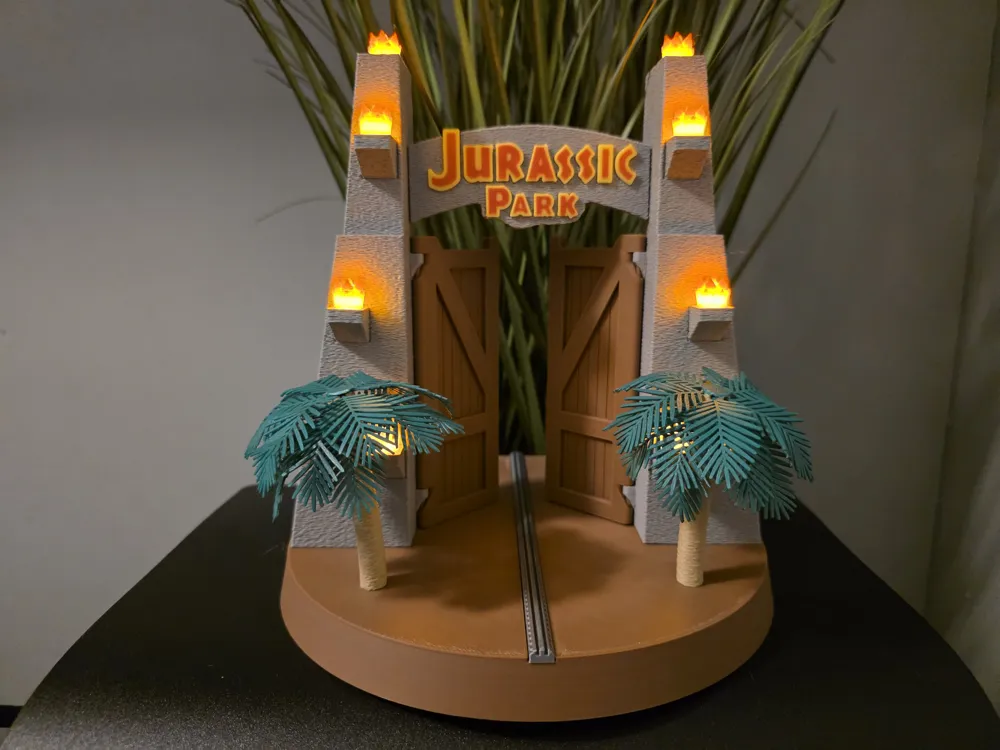 Jurassic Park Gate Diorama – With lighting! - Free 3D Print Model ...