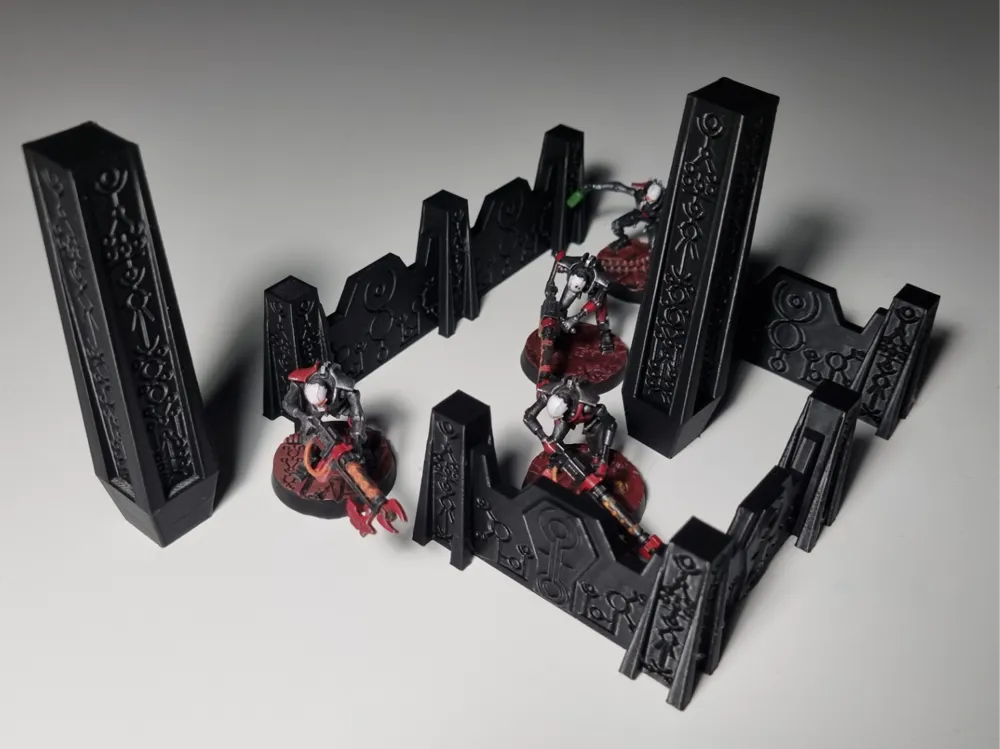 Necron terrain baricades and obelisks by Grad90 - MakerWorld