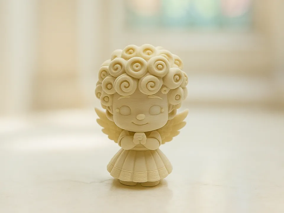 Curly Angel with a Heavenly Smile - Free 3D Print Model - MakerWorld