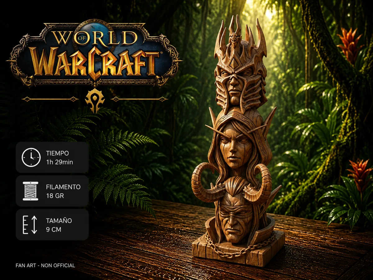 Lich King Sylvanas Illidan Wooden Totem WoW - Free 3D Print Model ...