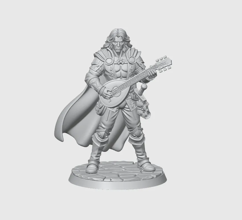 Bard Human Male D&D Miniature (40mm) - Free 3D Print Model - MakerWorld