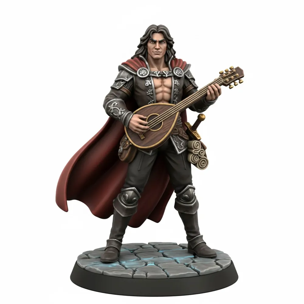 Bard Human Male D&D Miniature (40mm) - Free 3D Print Model - MakerWorld