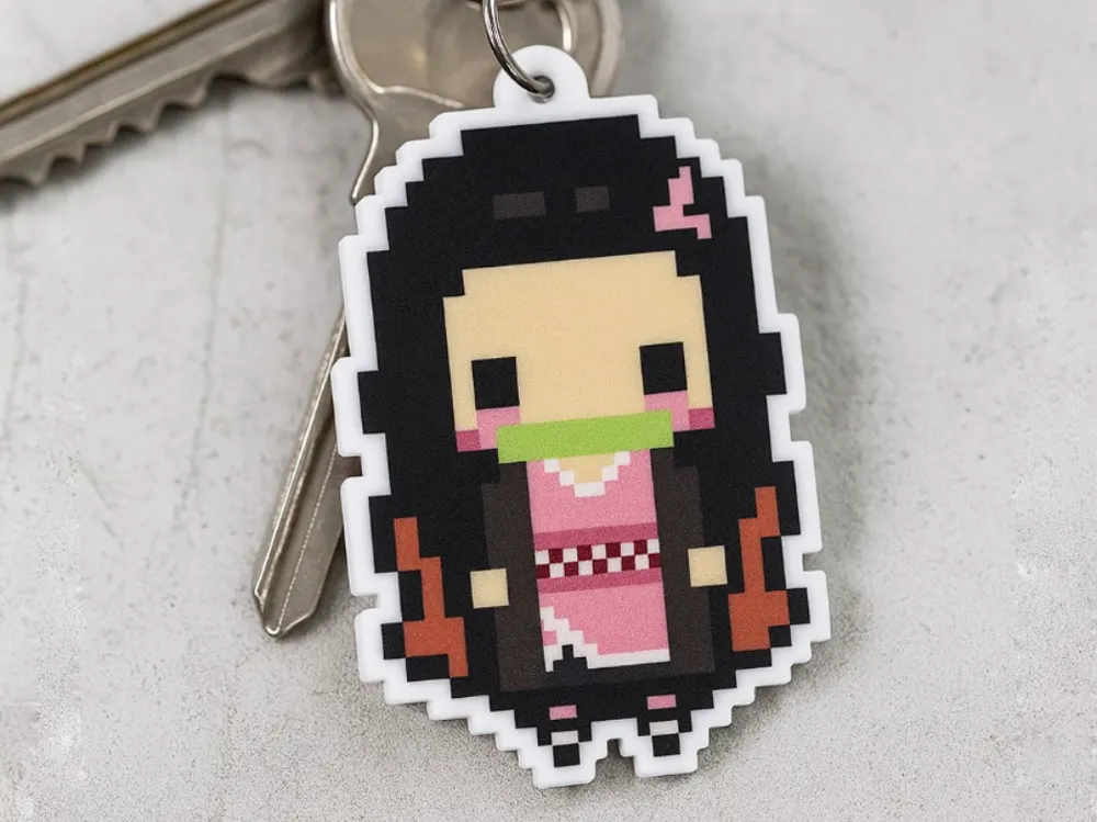 Demon Slayer - Nezuko - Pixel Art Logo Keychain by Emacigno MakerWorld ...