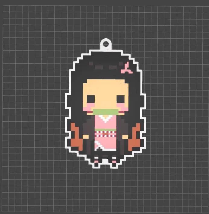 Demon Slayer - Nezuko - Pixel Art Logo Keychain by Emacigno MakerWorld ...