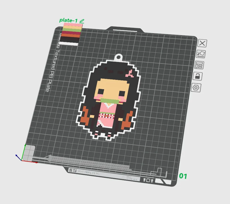 Demon Slayer - Nezuko - Pixel Art Logo Keychain by Emacigno MakerWorld ...