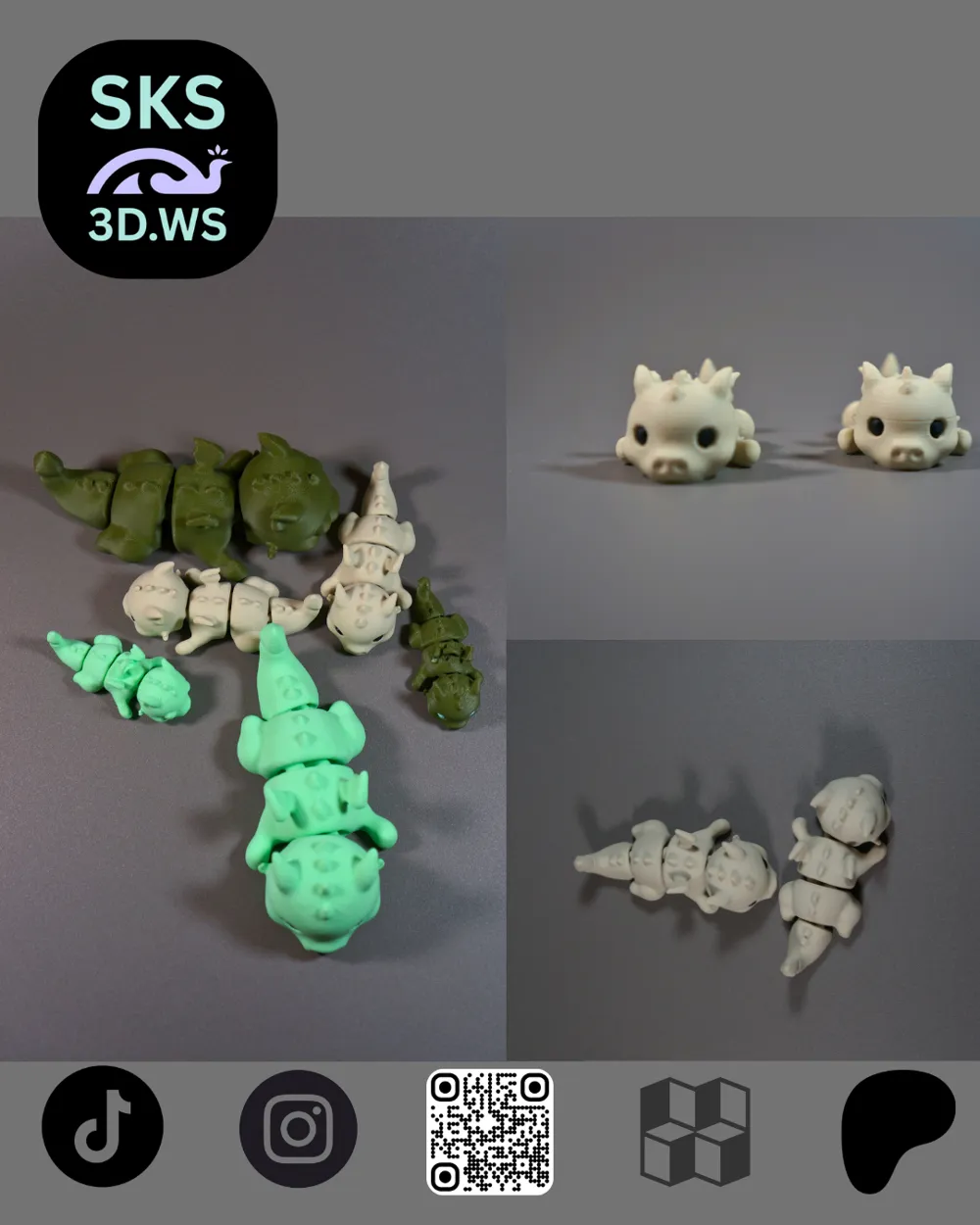 可活动的幼龙 (SKS.3D.WS) 可活动的 - 免费 3D 打印模型 - MakerWorld