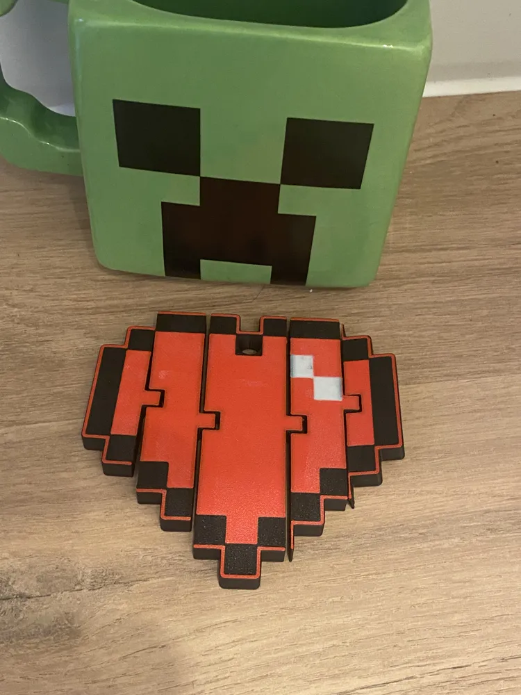 valentines Minecraft Heart Flexi Fidget Keyring - Free 3D Print Model ...