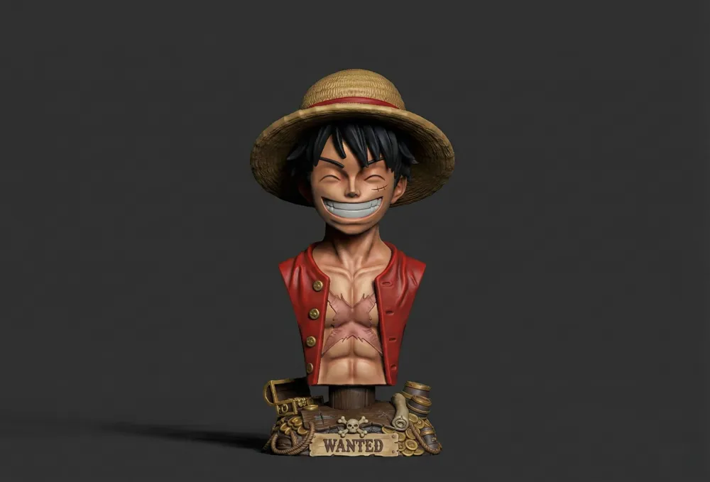 Monkey D. Luffy - Pirate King Bust (One Piece) - Free 3D Print Model ...
