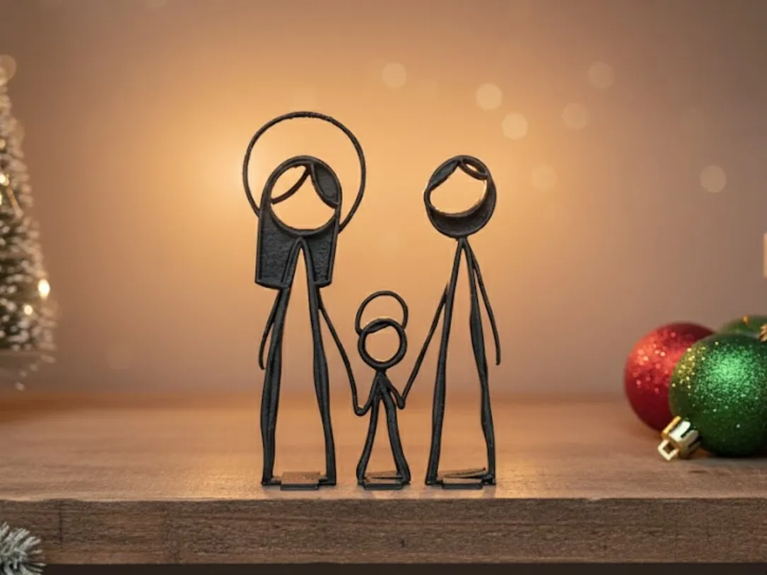 Stick Figure Holy Family (13 grams) - Free 3D Print Model - MakerWorld