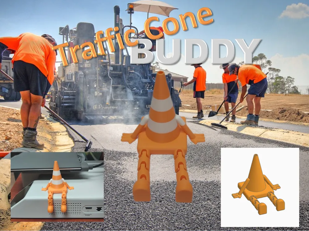 Traffic Cone articulated flexi legs-Cone Buddy by MadeAs 3D Designs ...