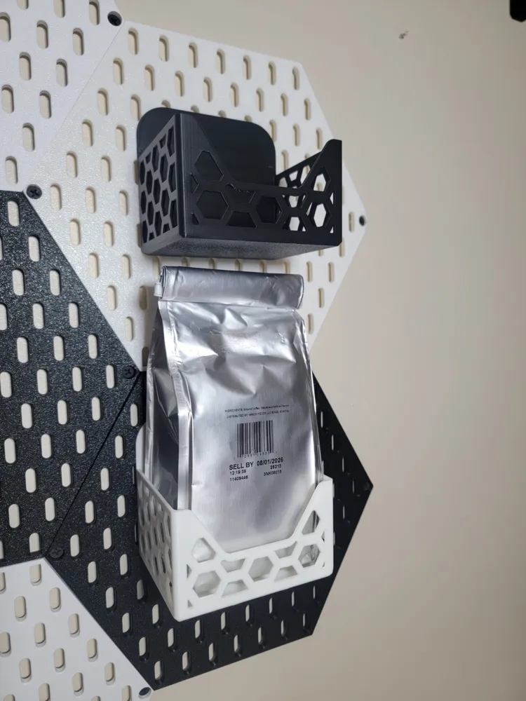 1lb Coffee Bag holder (Hex wall) - Skadis Mount - Free 3D Print Model ...