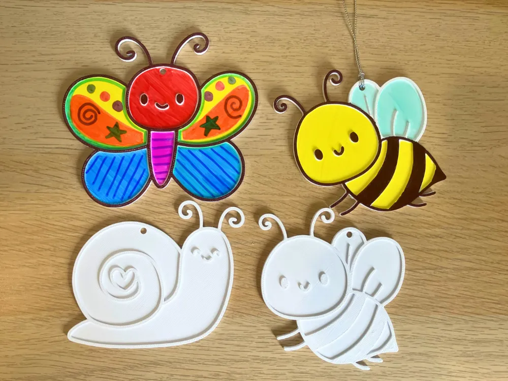 New Cute Bee, Butterfly & Snail Coloring Set by A*i*m*e*e* MakerWorld ...