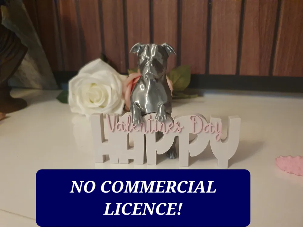 Staffordshire Terrier Happy Valentine - Free 3D Print Model - MakerWorld