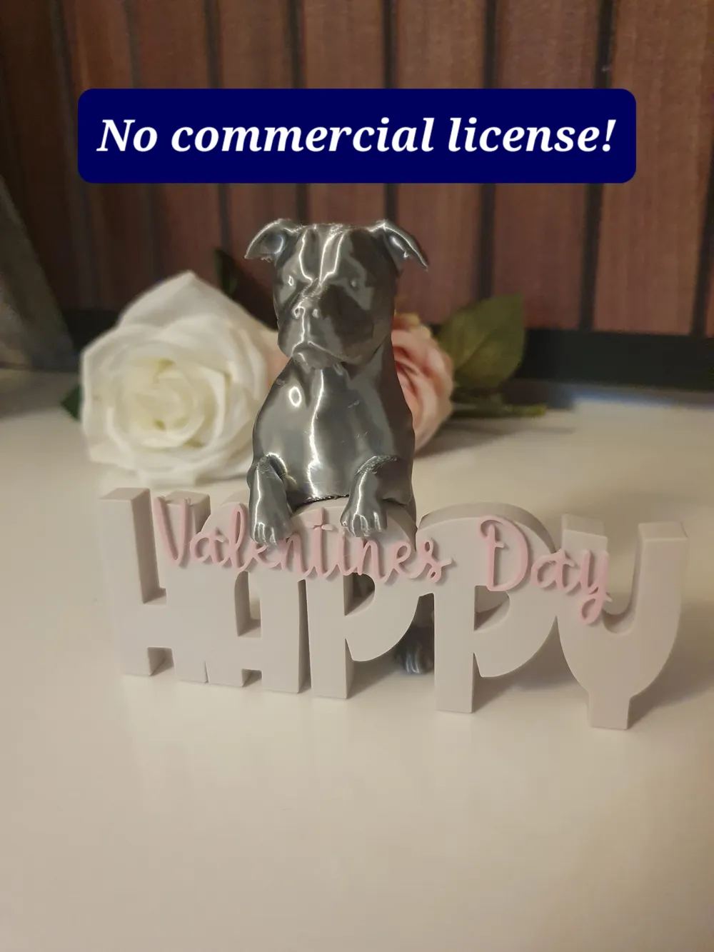 Staffordshire Terrier Happy Valentine - Free 3D Print Model - MakerWorld
