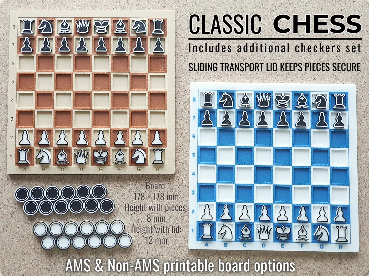 Ajedrez plano clásico con tapa para guardar la posición - Modelo de ...
