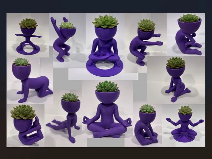Succulent /cactus people planter yoga zen series - Free 3D Print Model ...