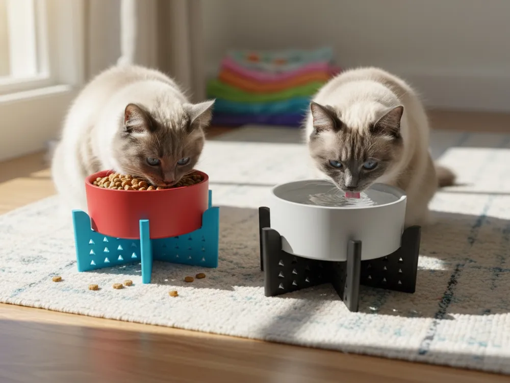 Elevated Pet Bowl, Neck-Protective Feeder, Easy to Clean (Elevated Cat ...