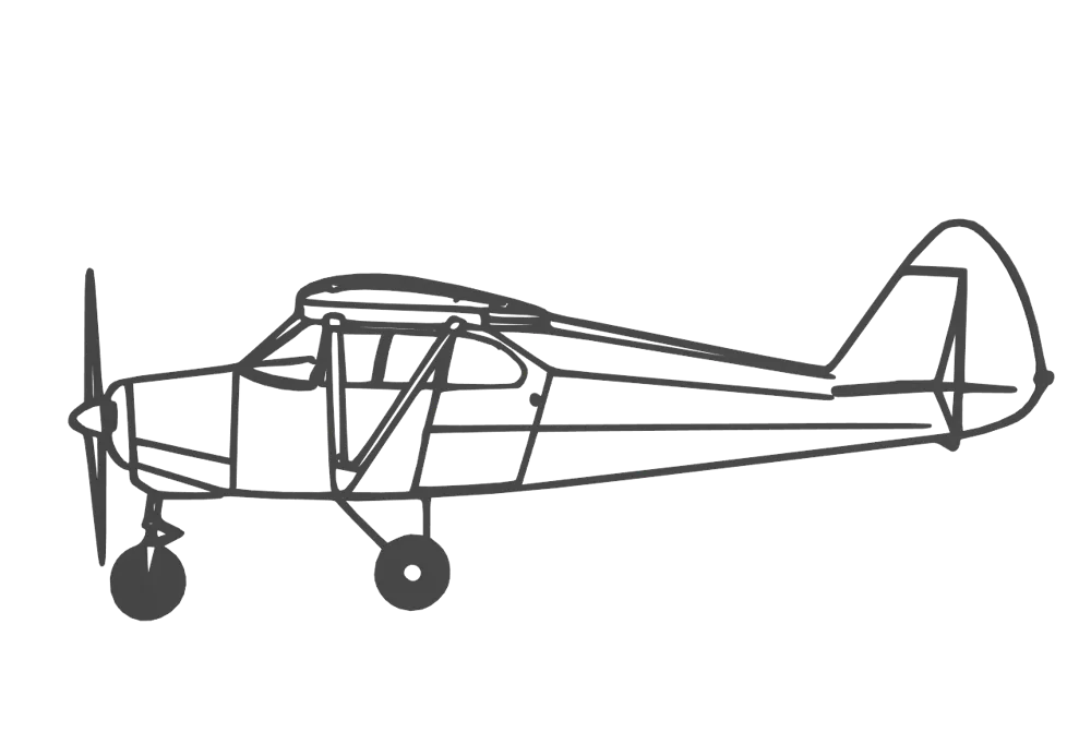 Piper PA-22 Tri Pacer - Airplane 2D Line Art by Fight2Fly - MakerWorld