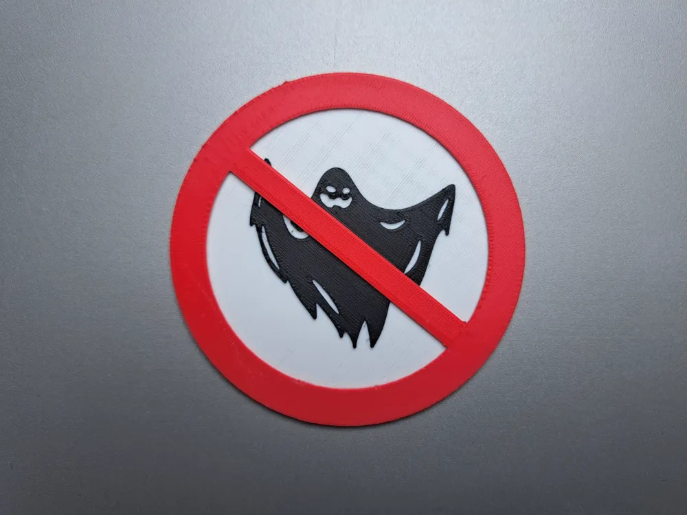 Ghost Prohibition Sign (ISO 7010 Style) by Drunken Monkey - MakerWorld
