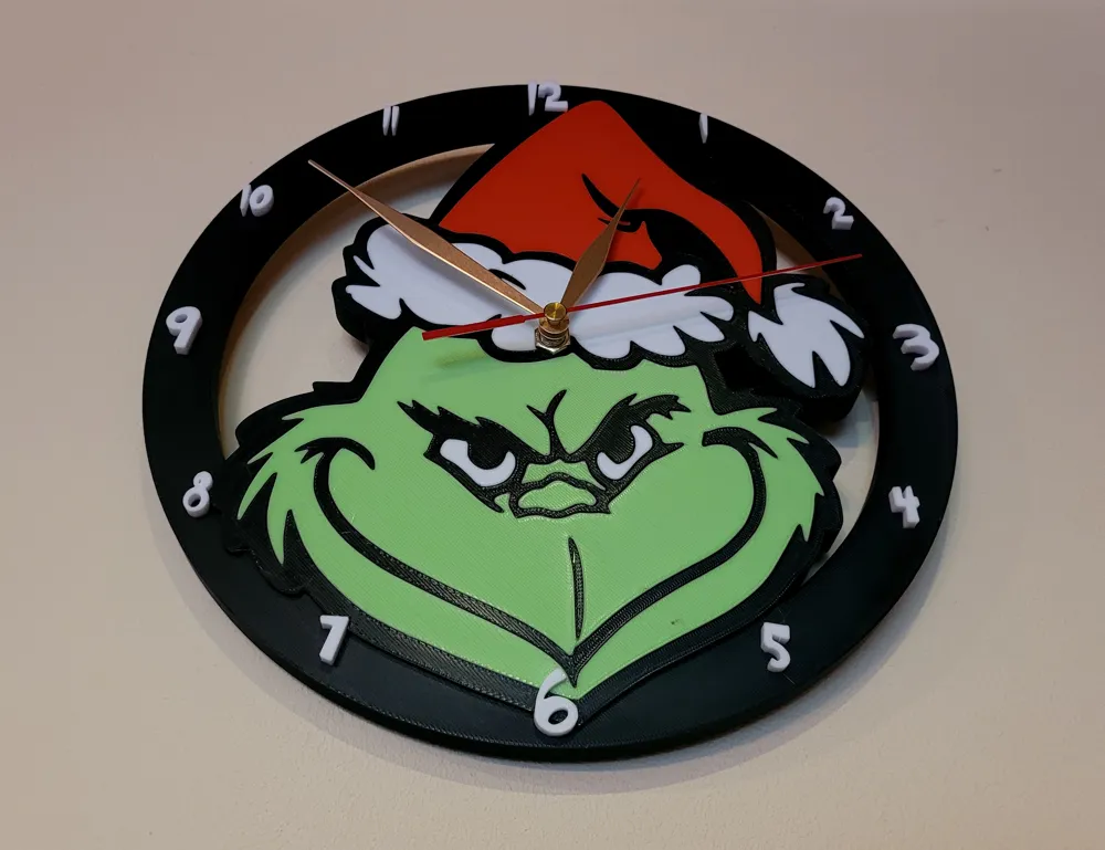 Grinch Christmas Wall Clock - Free 3D Print Model - MakerWorld