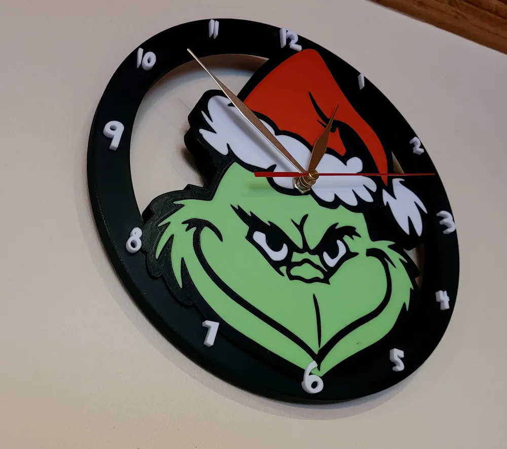 Grinch Christmas Wall Clock - Free 3D Print Model - MakerWorld