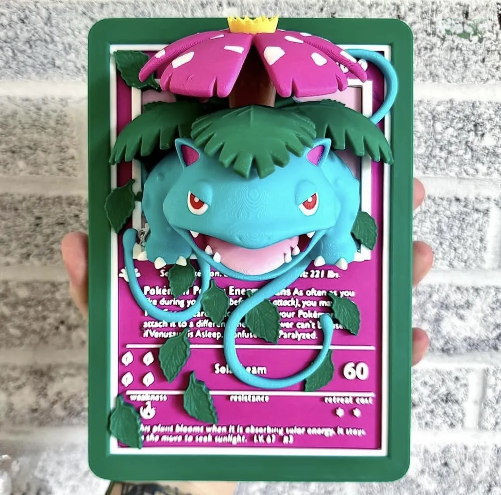 Venusaur 3D Printable Pokémon Card; Pokemon TCG - Free 3D Print Model ...