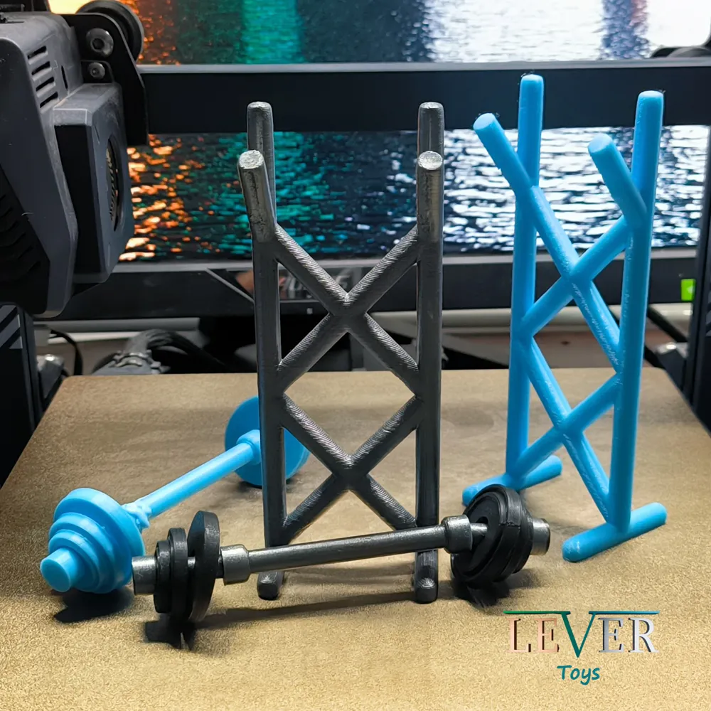 BARBELL AND RACK MR FINGERS GYM (ARTICULATED) PRINT-IN-PLACE LEVER TOYS ...