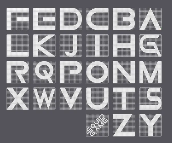 Squid Game Font A-Z (Facedown) by eric272 - MakerWorld