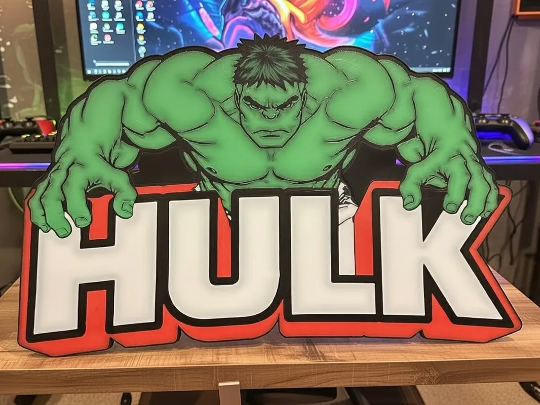 HULK Sign or gaming room art - Free 3D Print Model - MakerWorld