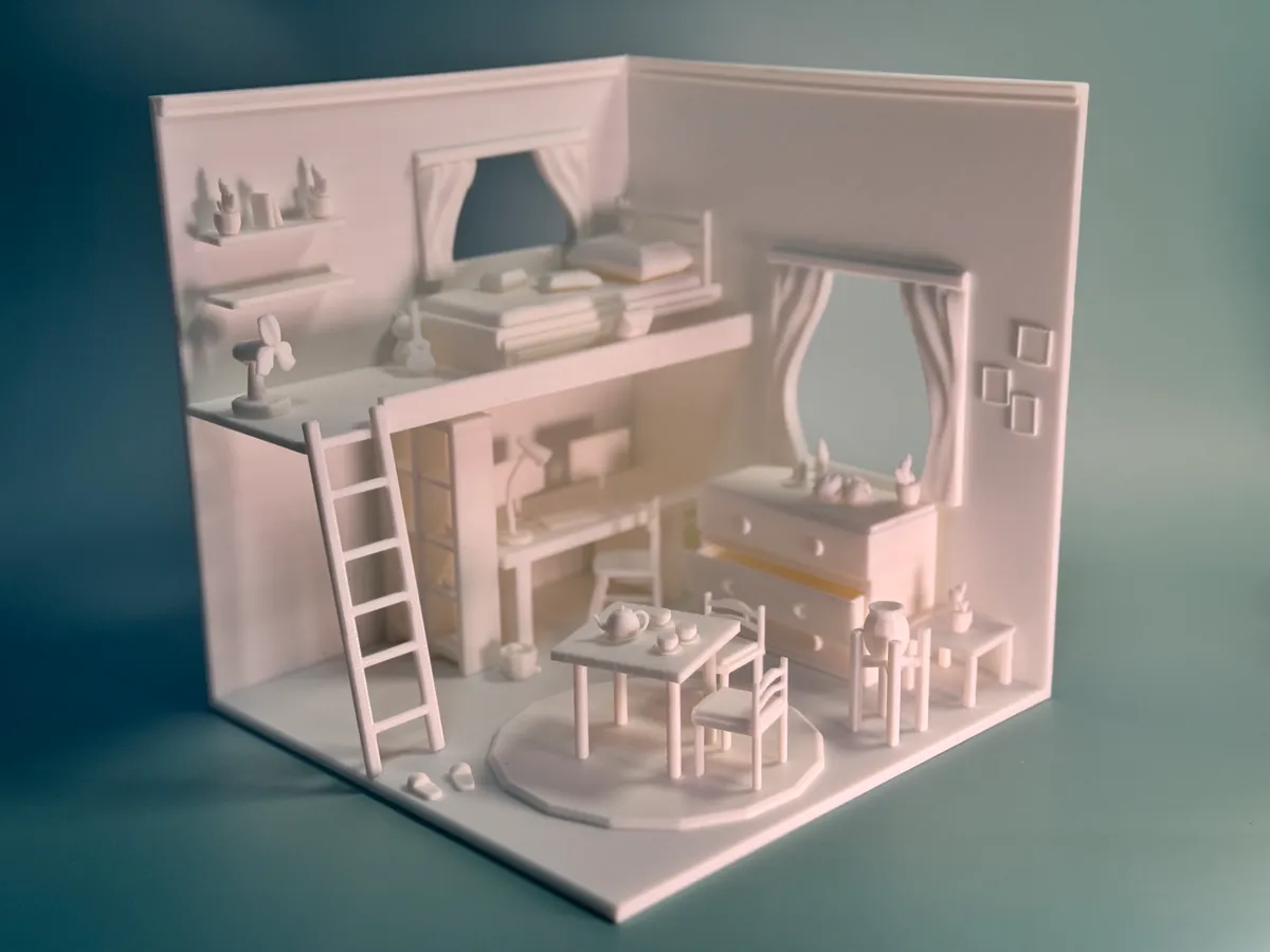 Miniature Double-Story House Model (Size 17x17cm) Miniature Furniture Mini World Cute House Room ...