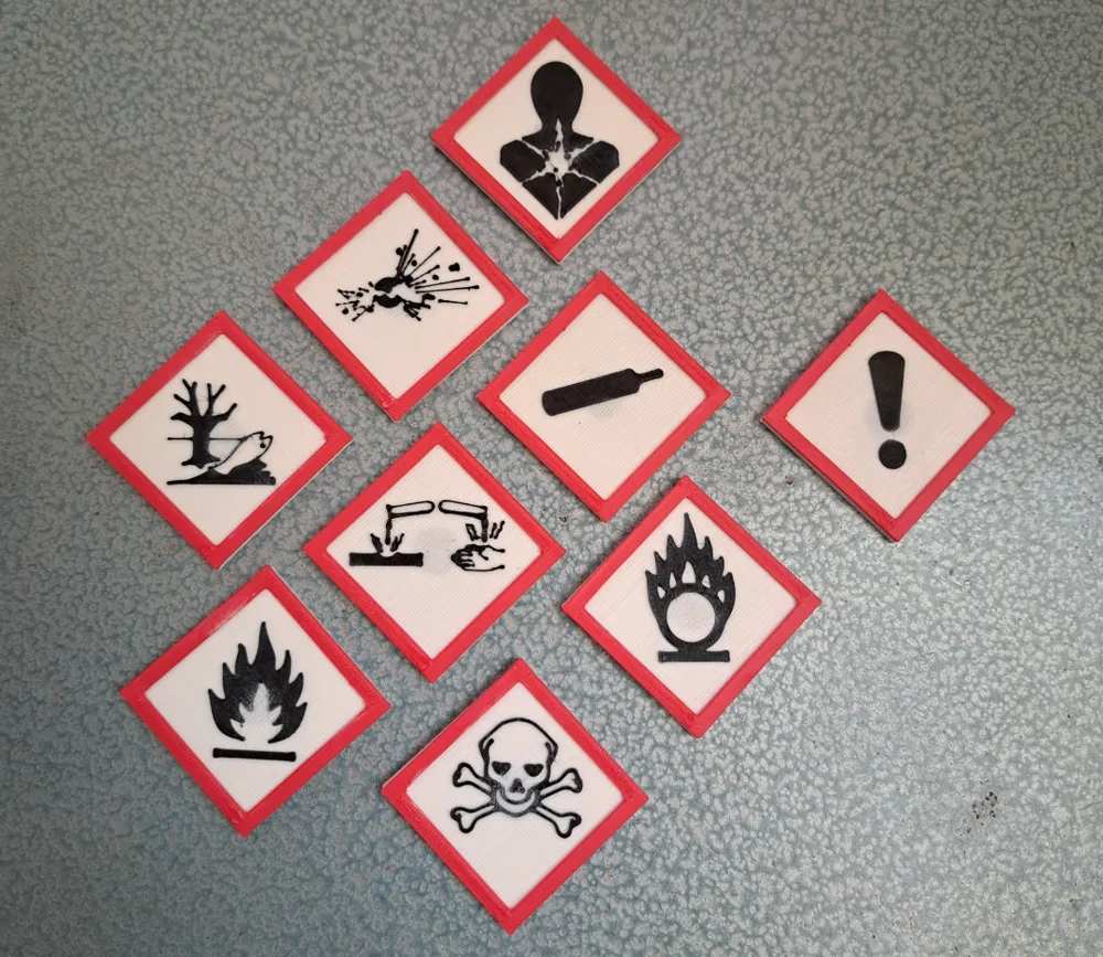 GHS Hazard Pictogram Magnets by Drunken_Monkey - MakerWorld