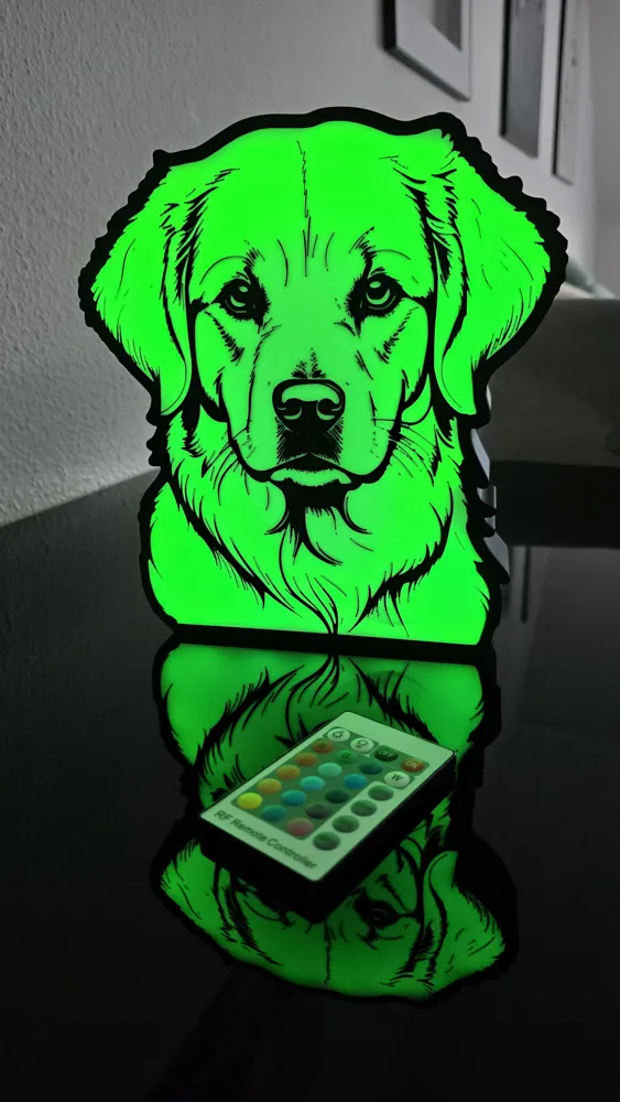 Golden retriever LED Lamp by mixersnk MakerWorld: Download Free 3D Models