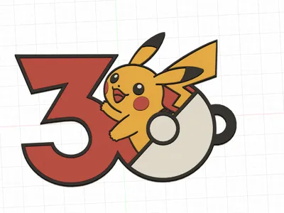 Pokémon 30th anniversary Keychain - Free 3D Print Model - MakerWorld