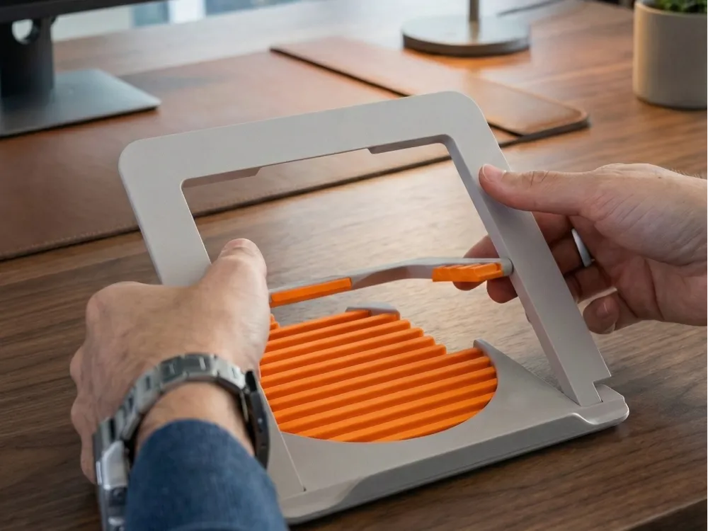 Portable tablet/laptop stand (Print in Place) that fits in a bag ...