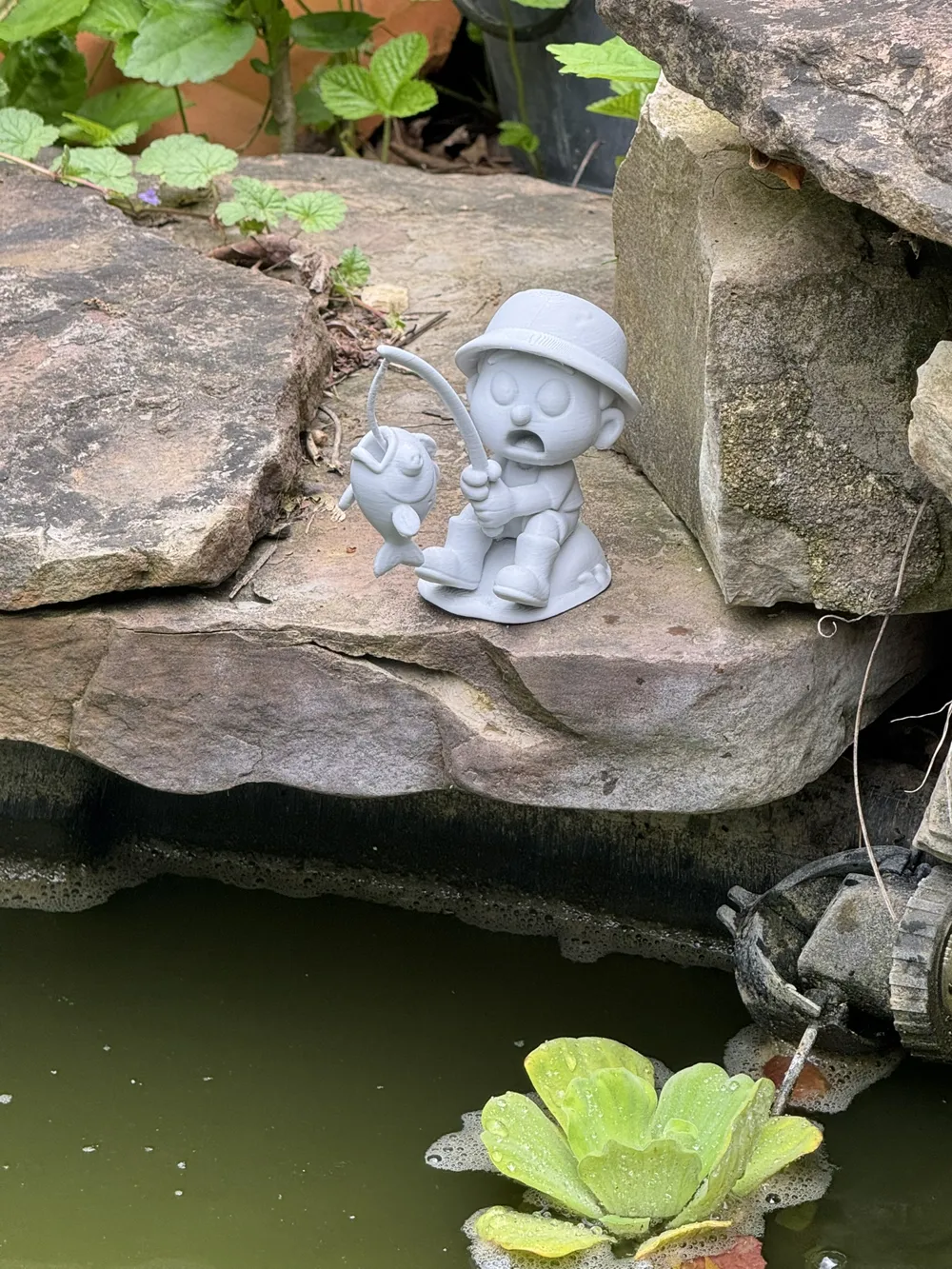 Cute Chibi Fisherman catching a fish - Free 3D Print Model - MakerWorld