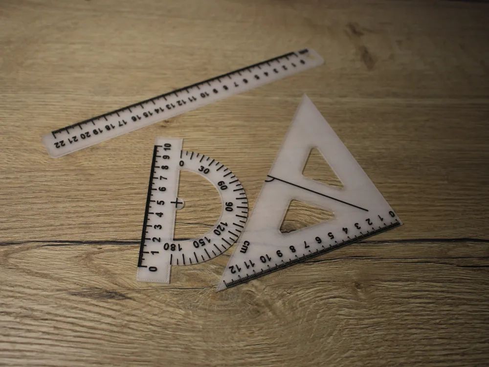 Geometry Set – Ruler, Protractor & Triangle - Free 3D Print Model ...