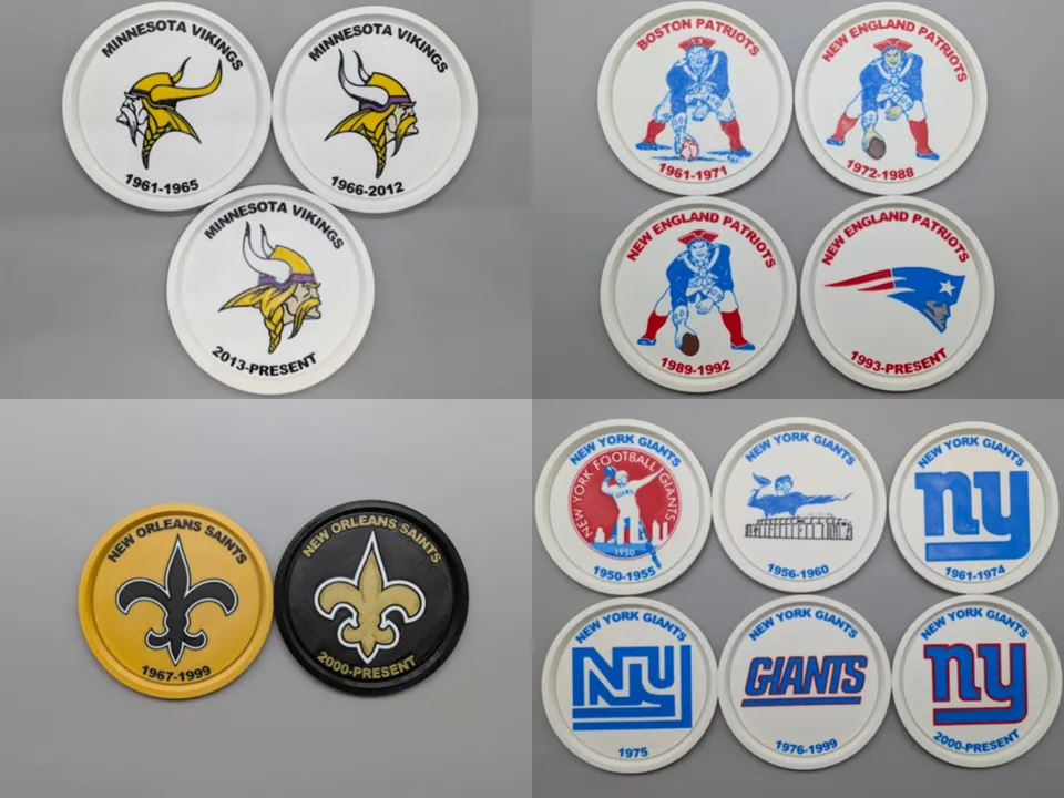 Retro Coasters For All 32 NFL Teams - 164 Coasters - Free 3D Print ...