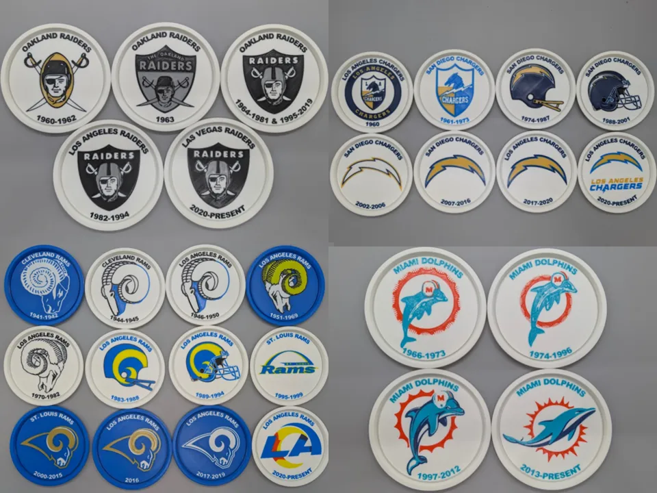Retro Coasters For All 32 NFL Teams - 164 Coasters - Free 3D Print ...