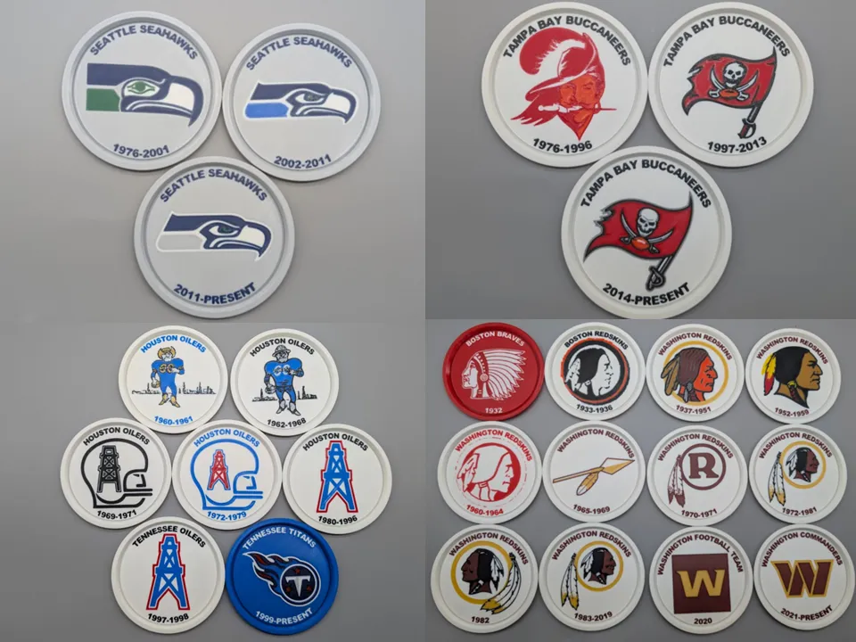 Retro Coasters For All 32 NFL Teams - 164 Coasters - Free 3D Print ...