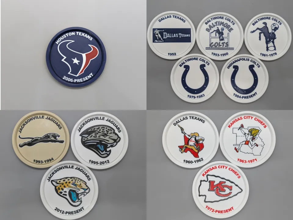 Retro Coasters For All 32 NFL Teams - 164 Coasters - Free 3D Print ...