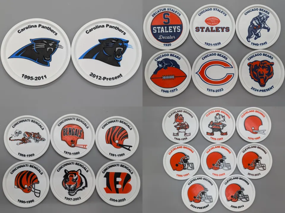 Retro Coasters For All 32 NFL Teams - 164 Coasters - Free 3D Print ...