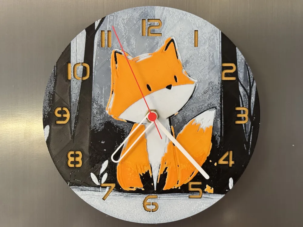Wall/Desk Clock Cute Fox - Free 3D Print Model - MakerWorld