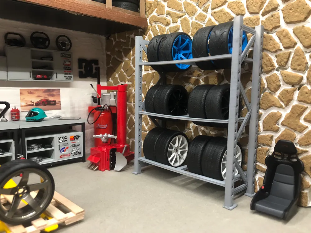 miniature rackrim 1:24 diorma garage tyre diorama by pierblebee ...