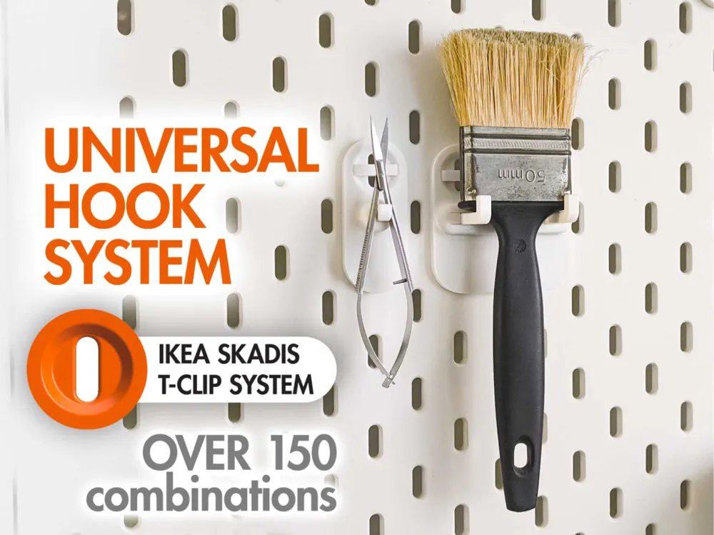 Universal Hook System for IKEA SKADIS (T-clip) by samulski MakerWorld: Download Free 3D Models