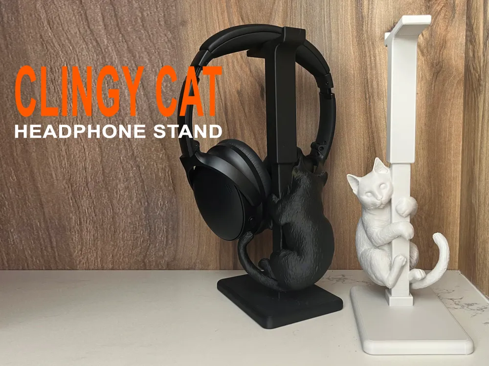 Clingy Cat Headphone Stand - Free 3D Print Model - MakerWorld