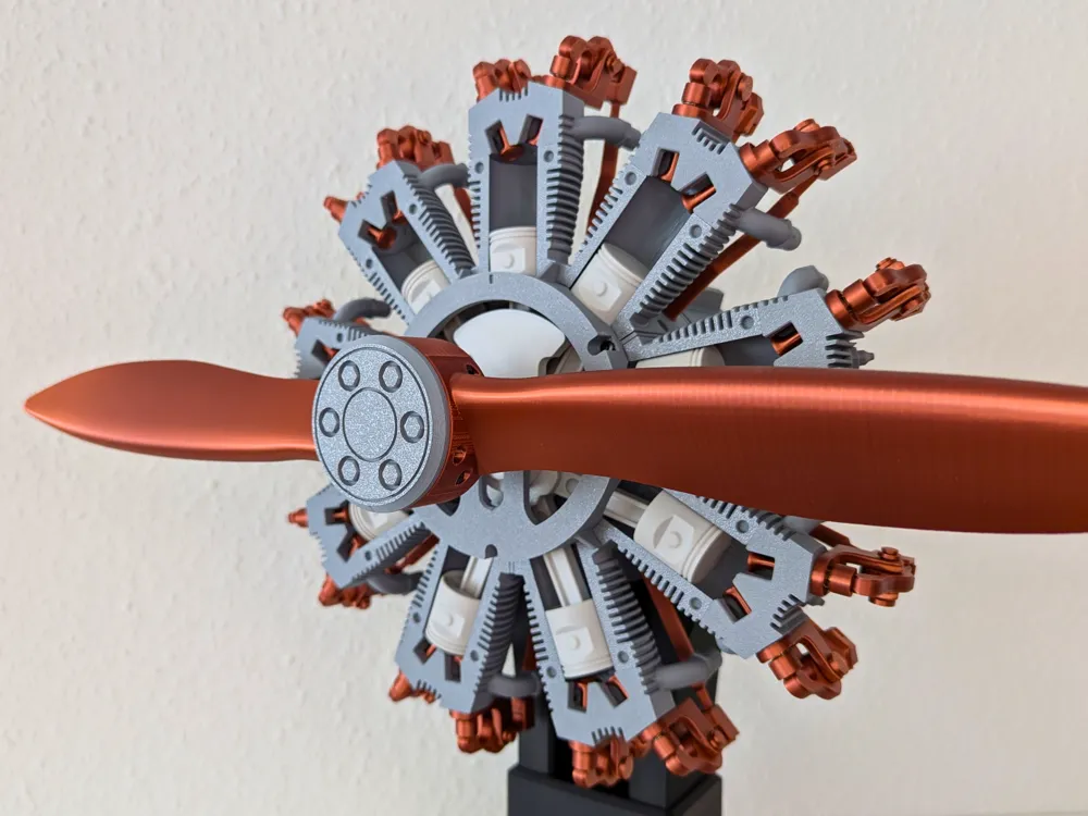 motorized 9 cylinder radial engine - Free 3D Print Model - MakerWorld