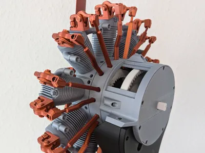 motorized 9 cylinder radial engine by Blubdiwub MakerWorld: Download Free 3D Models
