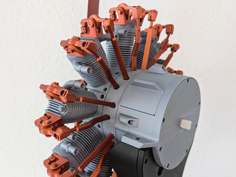 motorized 9 cylinder radial engine - Free 3D Print Model - MakerWorld