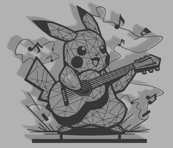Geometric Low Poly Pikachu playing guitar V.2 by 3DPrintWolf - MakerWorld
